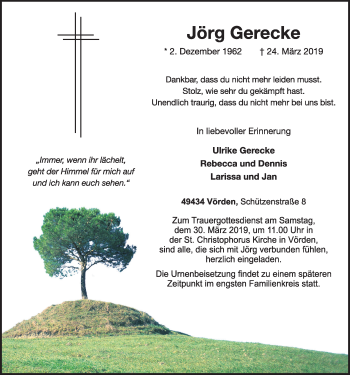 Traueranzeigen von Jörg Gerecke | om-trauer.de