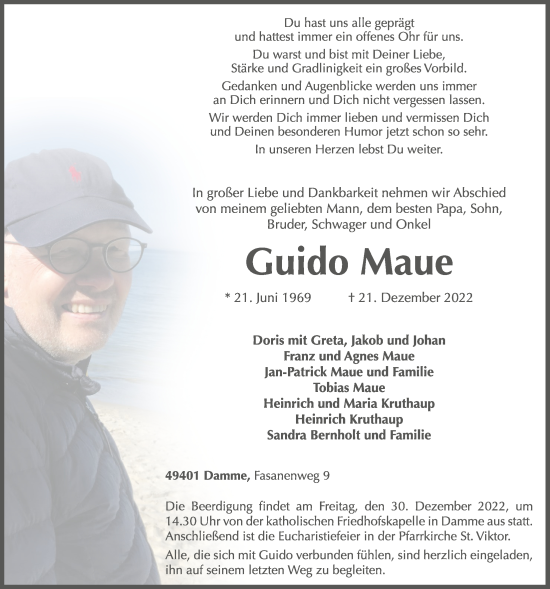 Traueranzeigen von Guido Maue | om-trauer.de